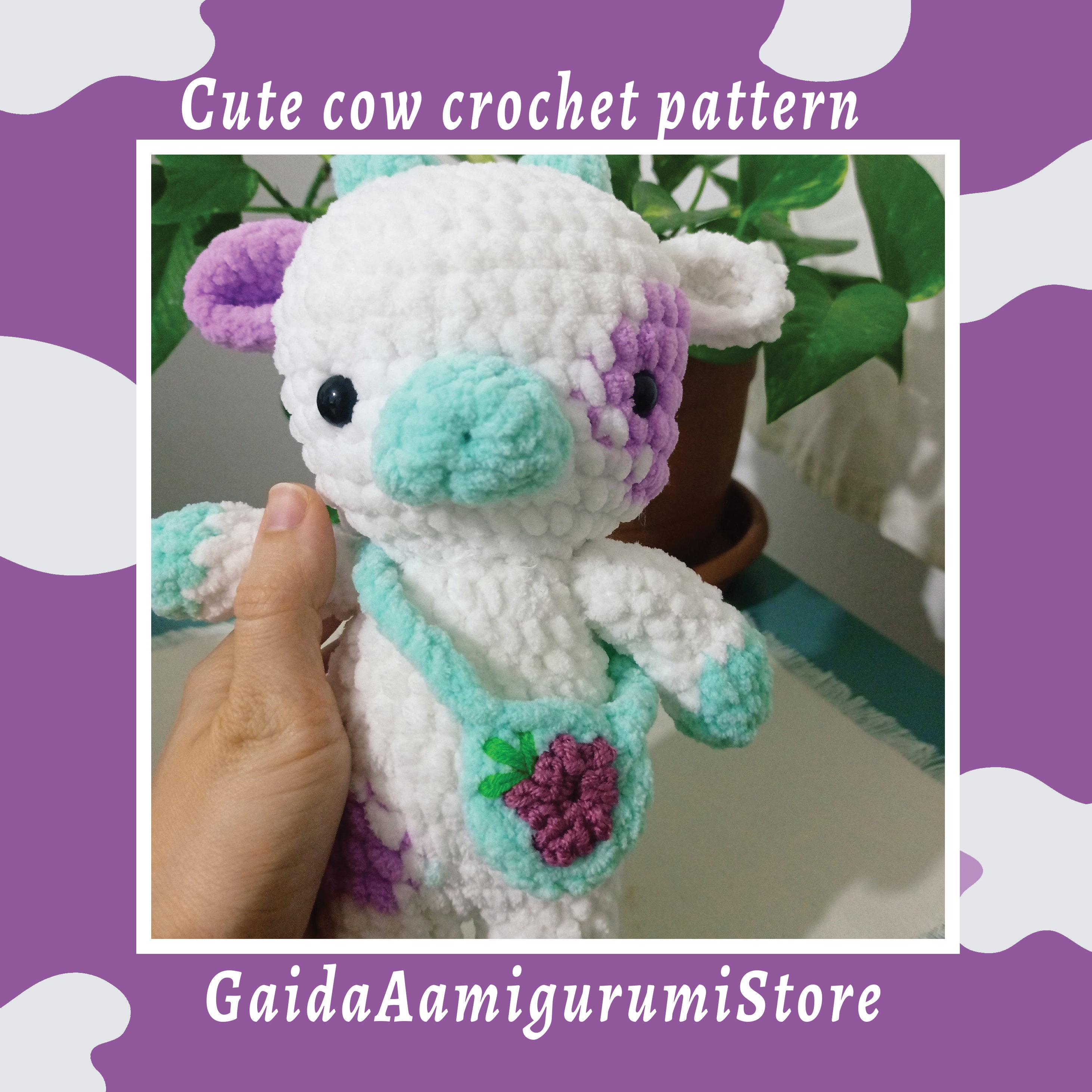 Cow Crochet Pattern , Cute Cow , Amigurumi Crochet Cow Pattern Horns ...