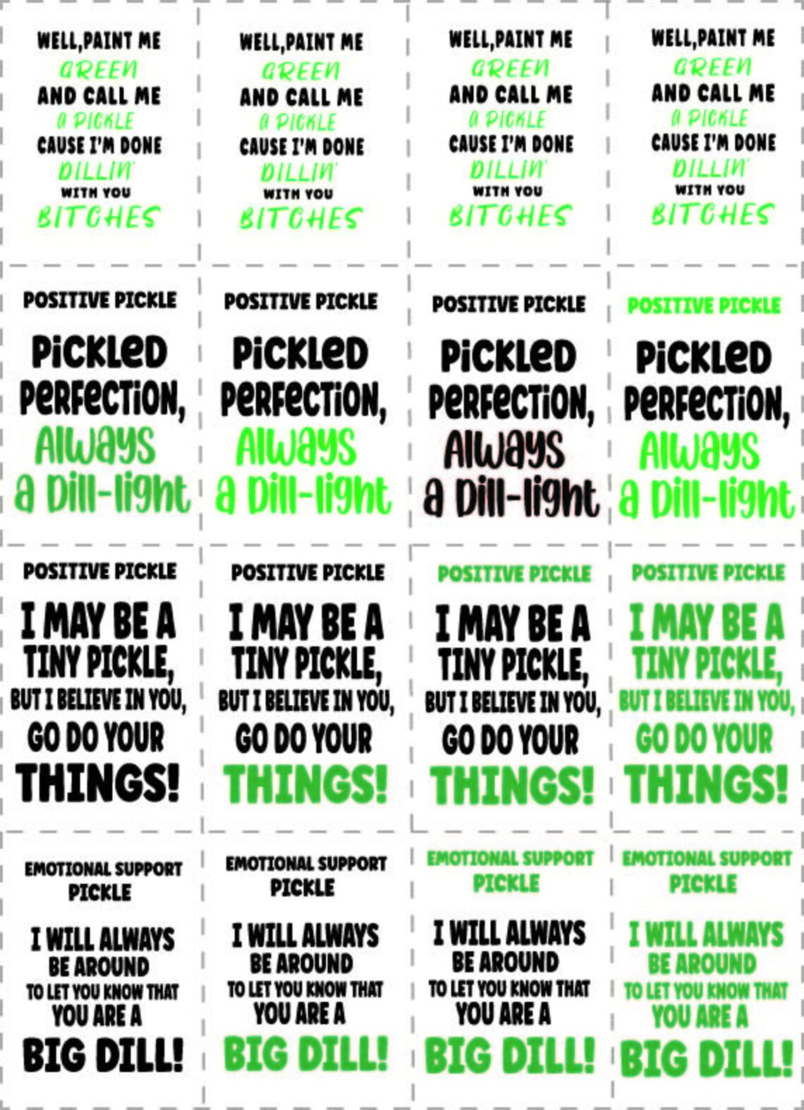 Dill Pickle Crochet Pattern With PRINTABLE Positive Pickle Display ...