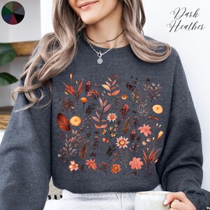 Autumnal Wildflowers Sweatshirt, Botanical Wild Flower Jumper, Boho ...