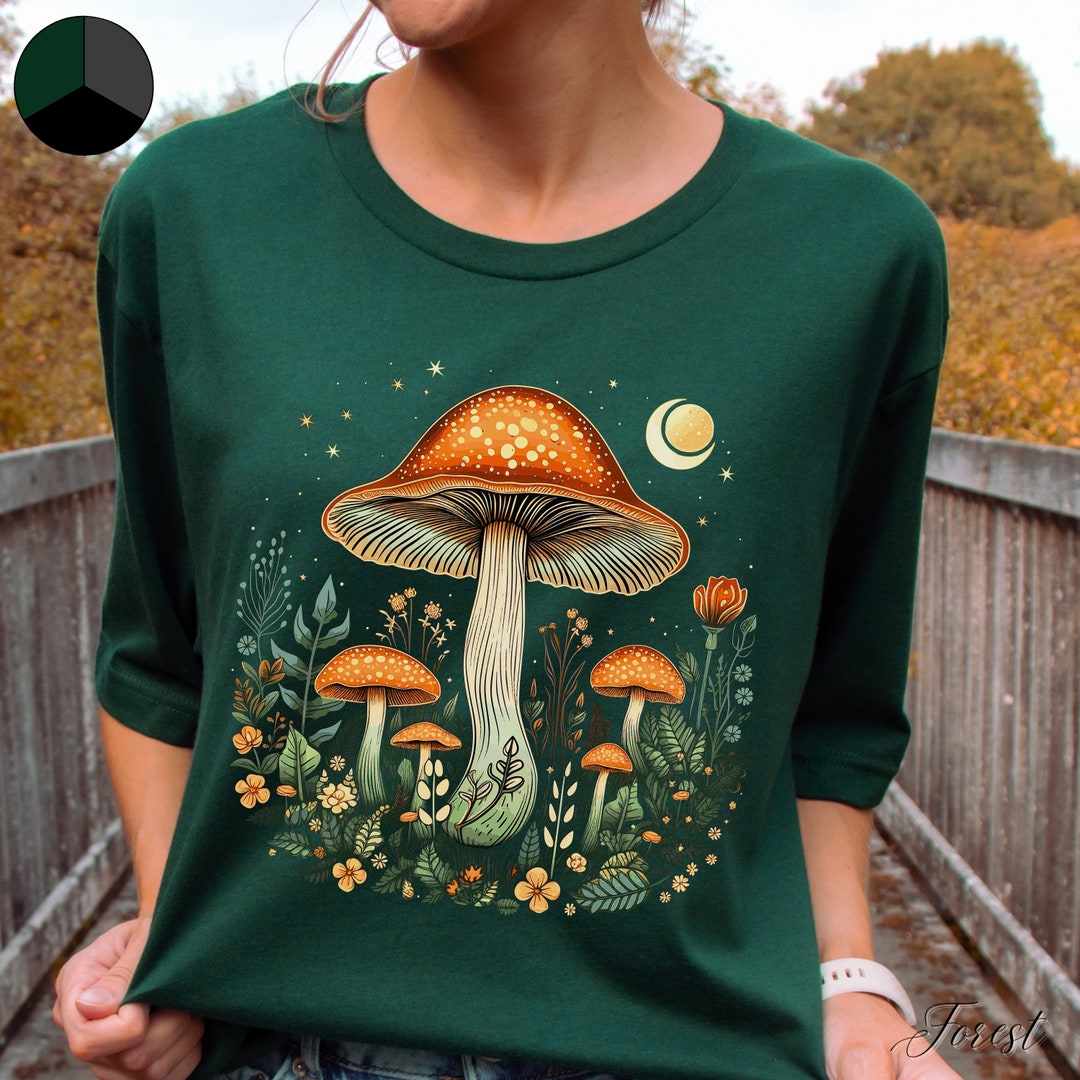 Woodland Mushroom Tshirt, Cottagecore Clothing, Boho Forest Plants Tee ...