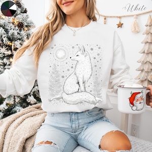 Arctic Fox Jumper, Cute White Fox Sweatshirt, Christmas Sweatshirt ...