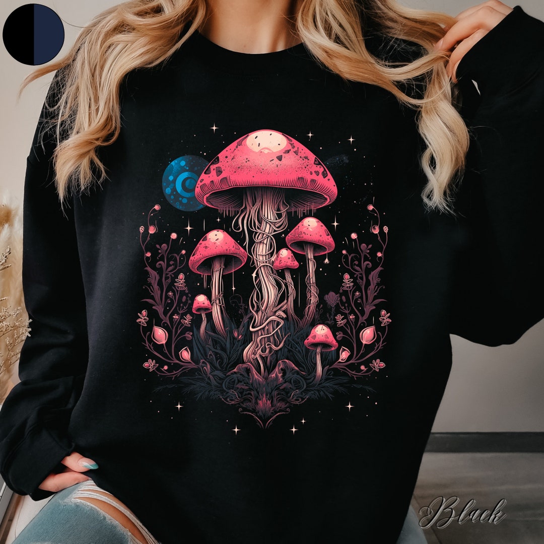 Gothic Pink Mystic Mushroom Jumper, Goblincore Mushroom Graphic ...