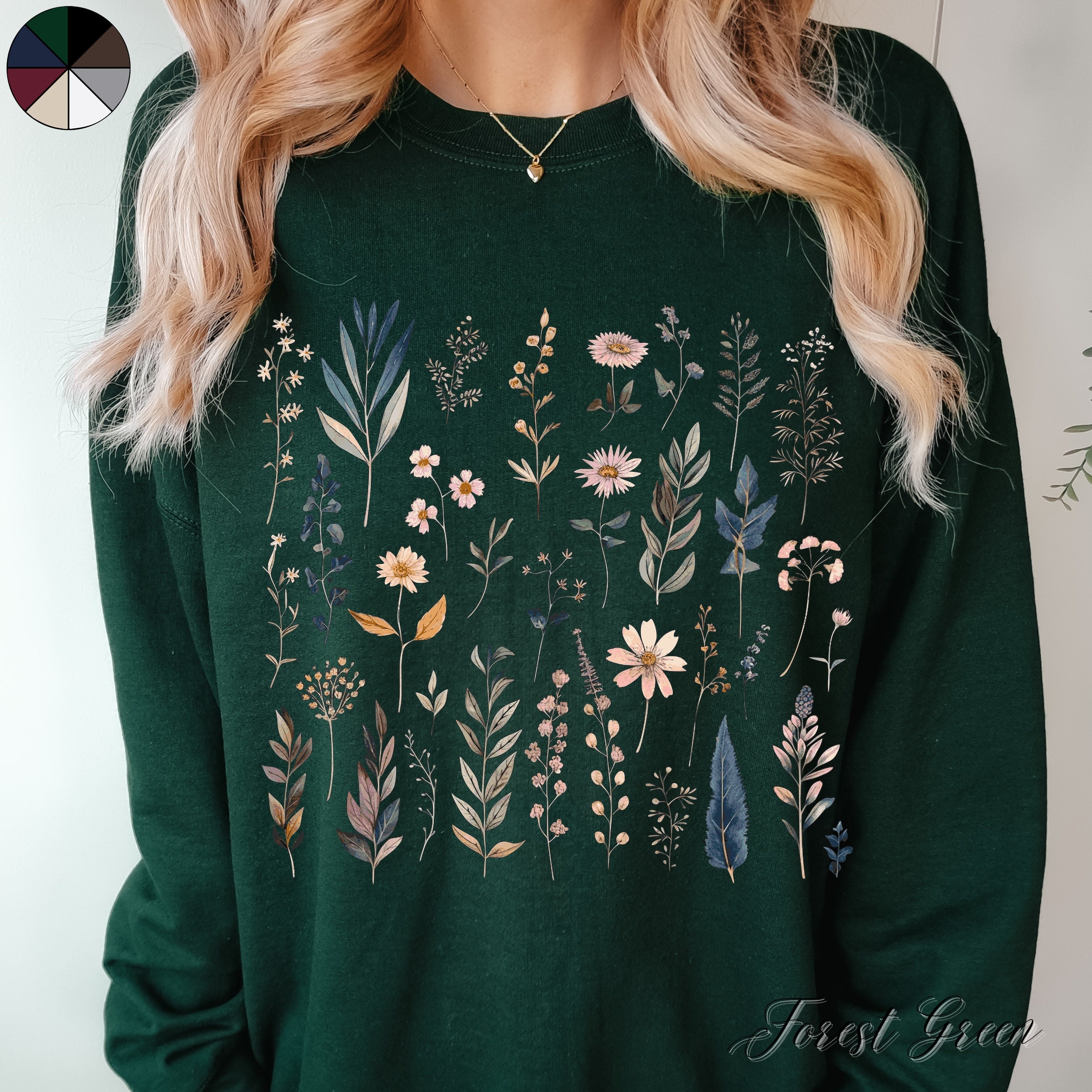 Vintage Wildflower Sweatshirt, Cottage Core Floral Sweatshirt, Boho ...