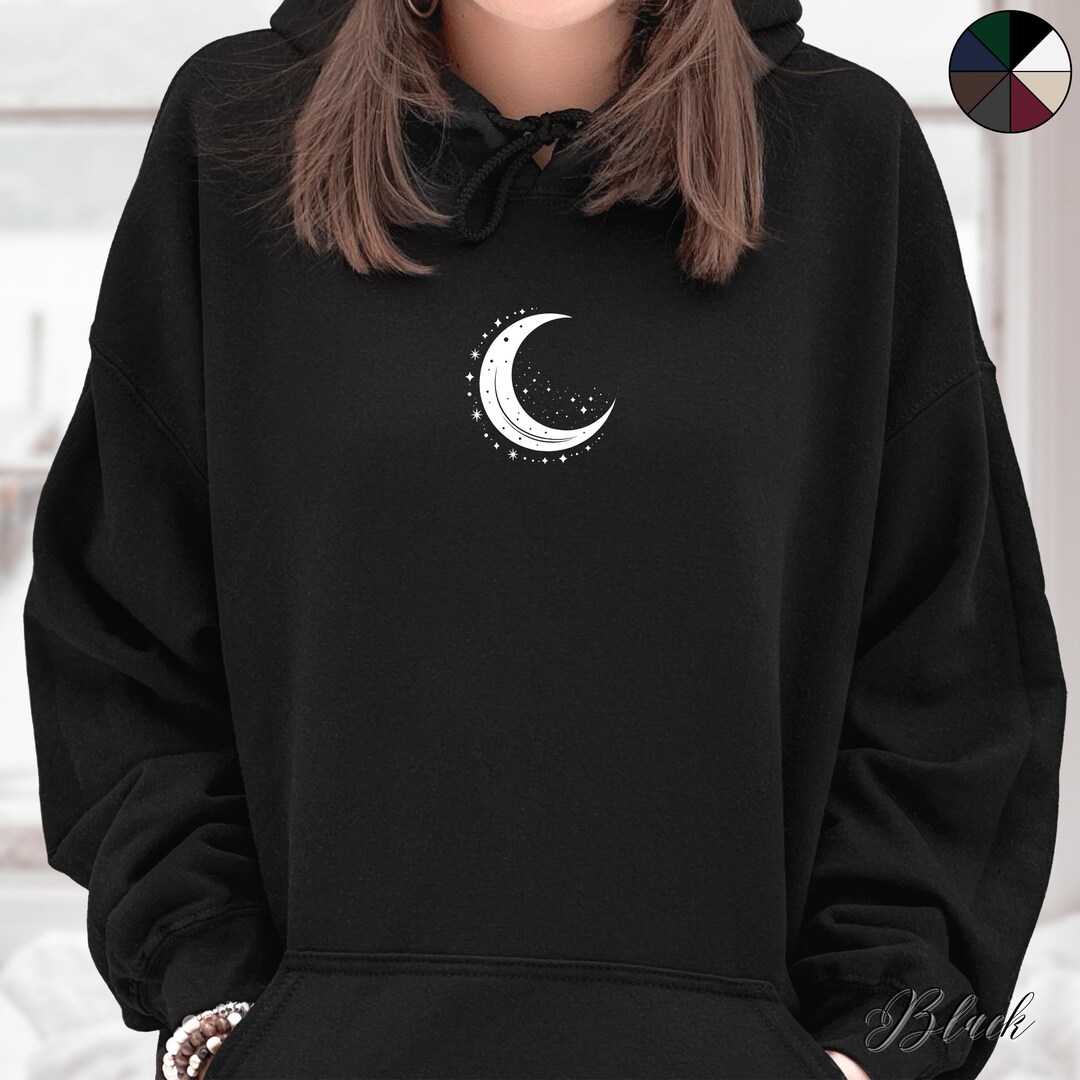 Crescent Moon Hoodie, Cute Moon and Stars Hoody, Celestial Hoodie ...