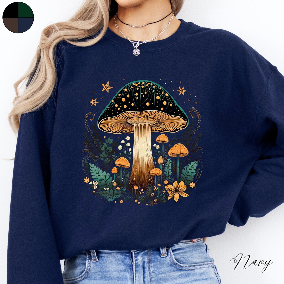 Mystical Mushroom Sweatshirt, Goblincore Bohemian Forest Sweater ...