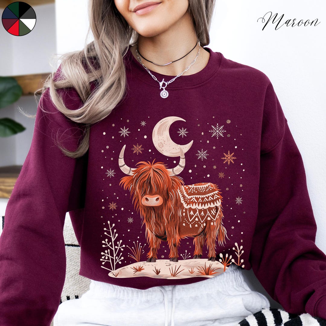 Highland Cow Jumper, Christmas Sweatshirt, Winter Sweater, Highland Cow ...