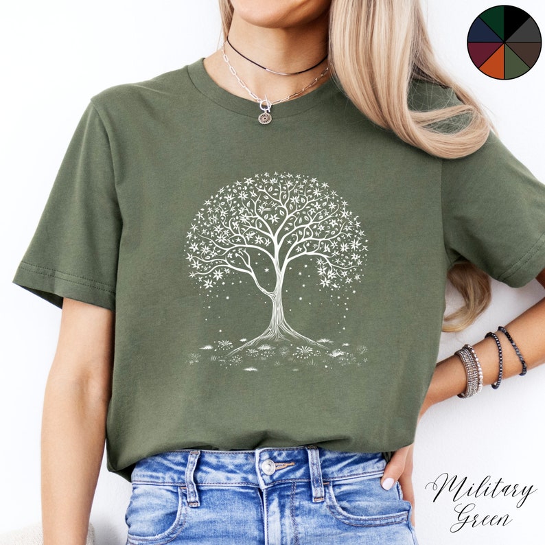 White Tree of Life T Shirt, Celestial Tree Shirt, Tree and Stars Tee ...