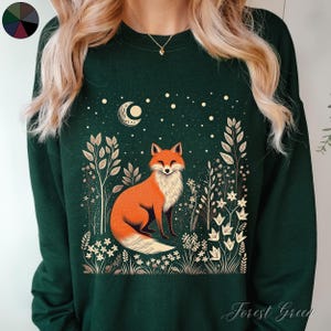 Moon and Fox Jumper, Red Fox Sweatshirt, Vintage Style Fox Sweater ...
