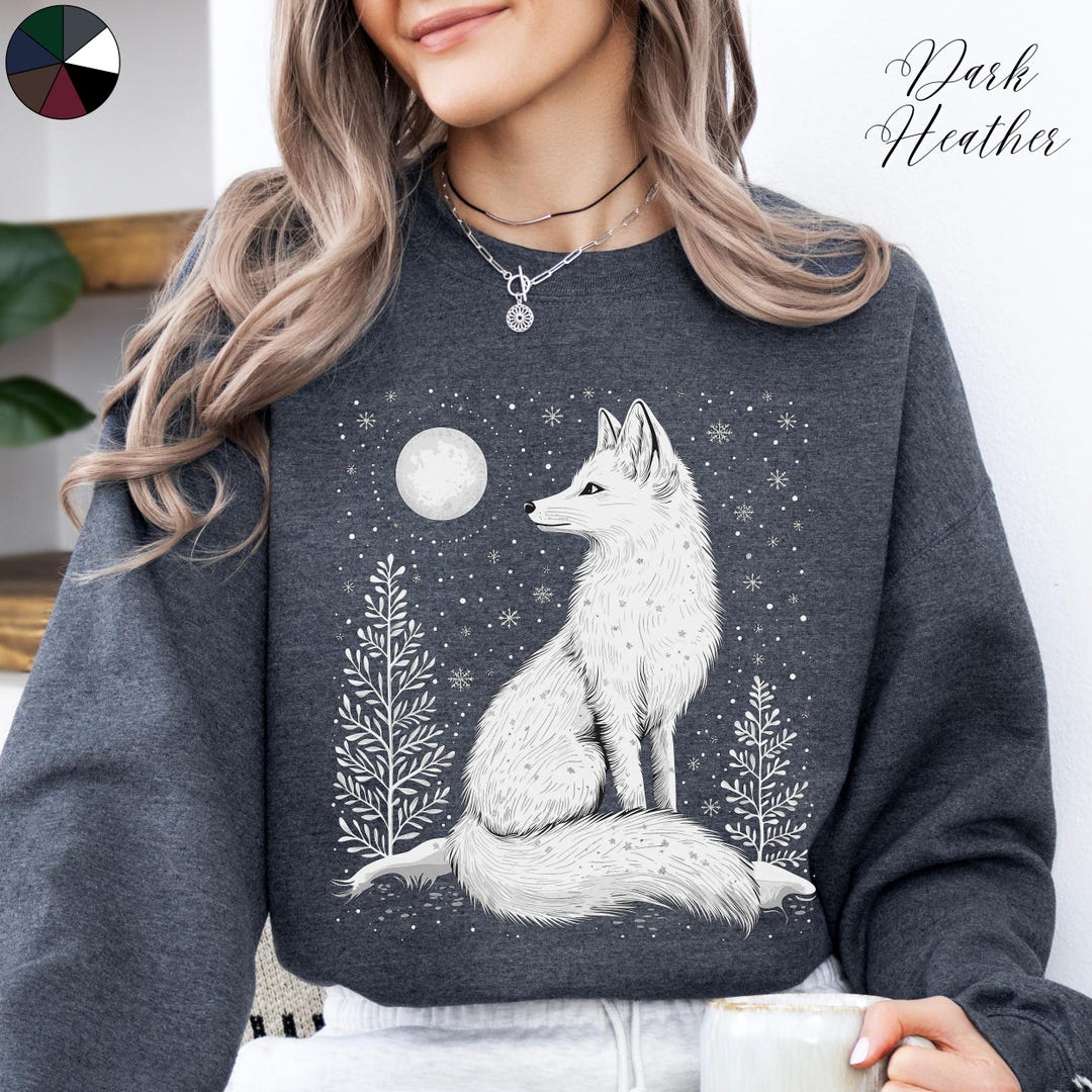 Arctic Fox Jumper, Cute White Fox Sweatshirt, Christmas Sweatshirt ...