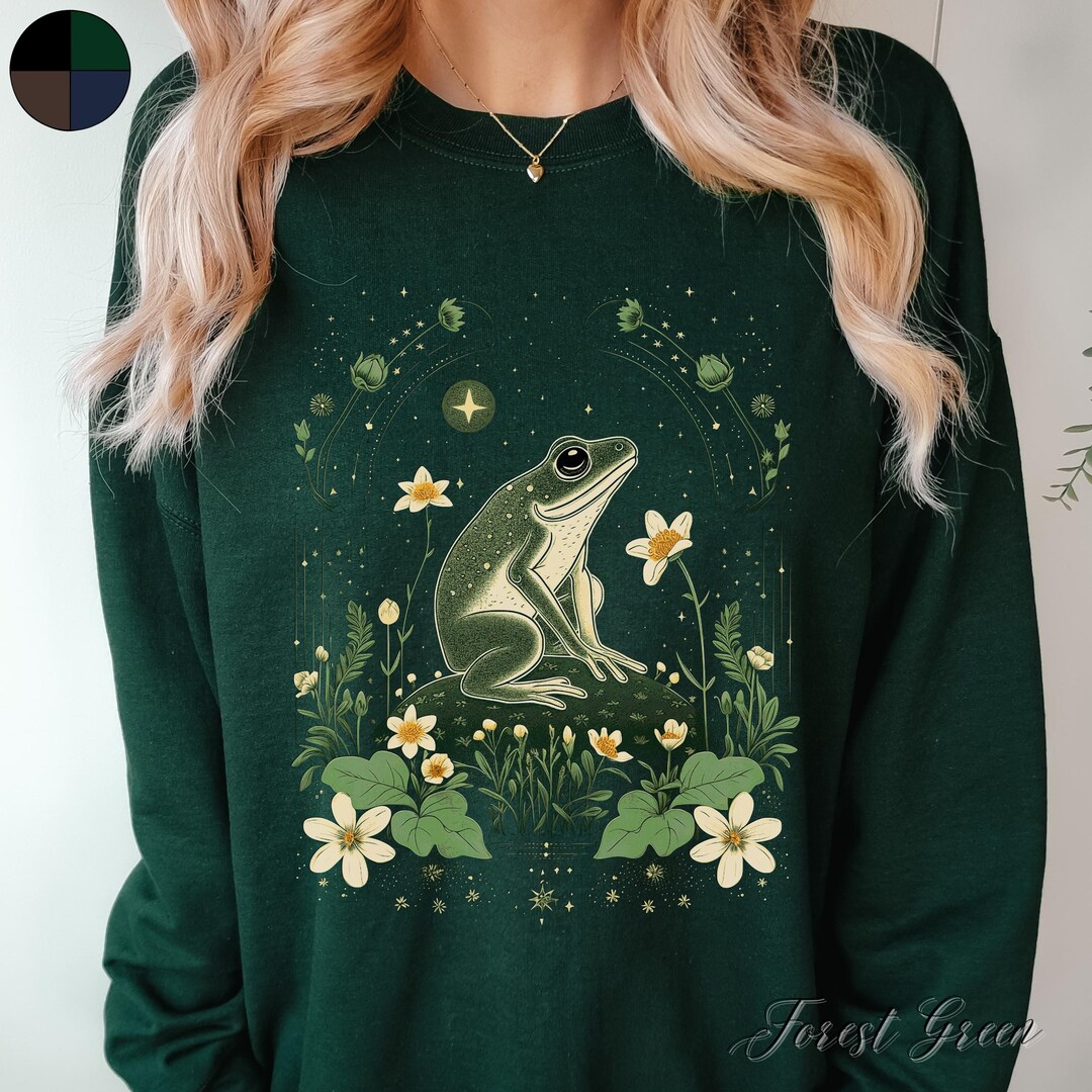 Vintage Frog Jumper, Boho Frog Sweatshirt, Cottagecore Animal ...
