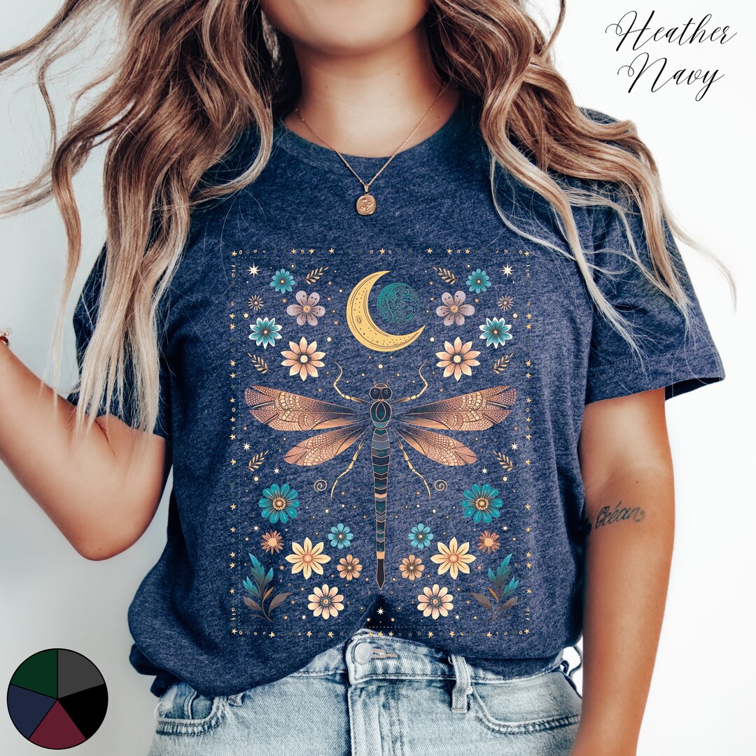 Vintage Dragonfly T Shirt, Boho Dragonfly Tshirt, Celestial Dragonfly ...