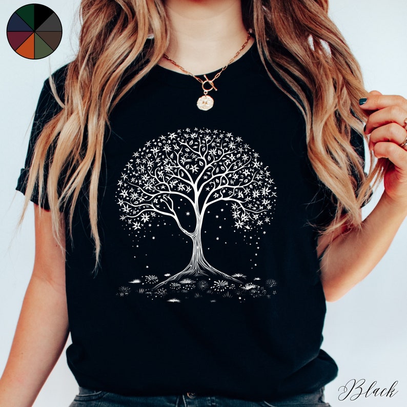 White Tree of Life T Shirt, Celestial Tree Shirt, Tree and Stars Tee ...