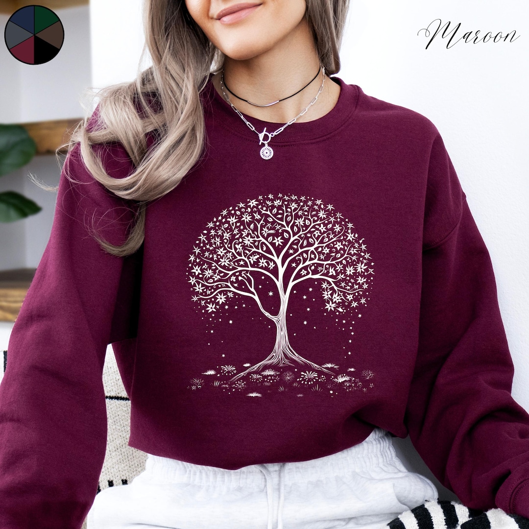Cottagecore Tree of Life Sweatshirt, Celestial Tree Boho Jumper, Tree ...