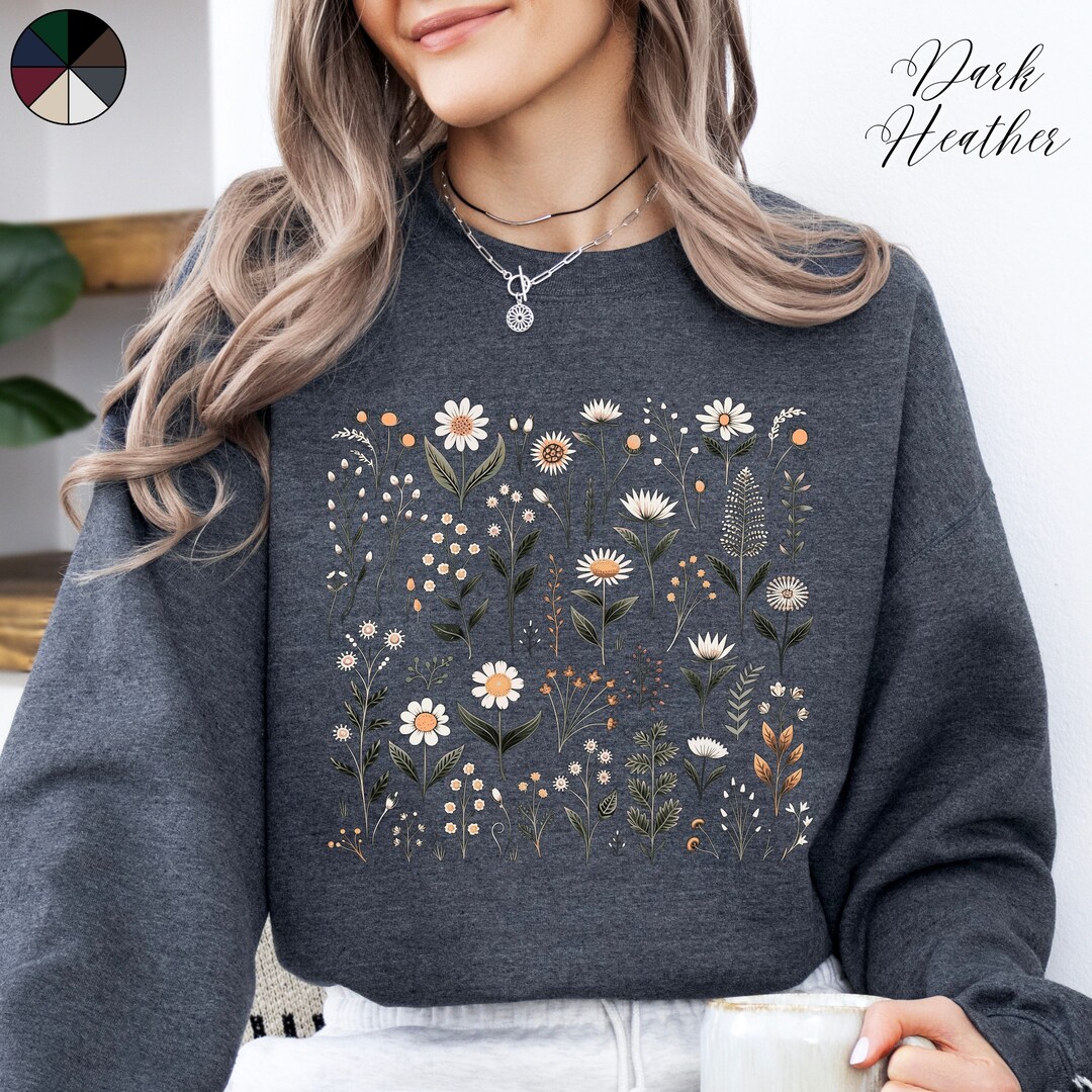 Daisy Jumper, Daisy Flower Sweatshirt, Botanical Cottagecore Sweater ...