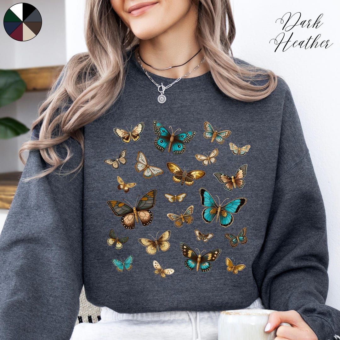 Moth and Butterfly Sweatshirt, Moth Sweatshirt, Boho Clothes, Insect ...
