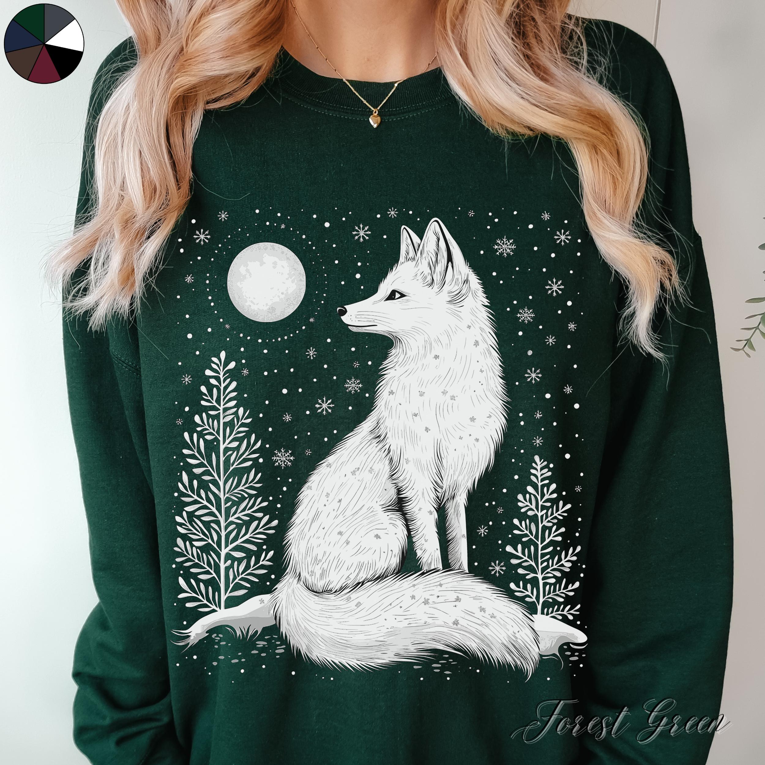 Arctic Fox Jumper, Cute White Fox Sweatshirt, Christmas Sweatshirt ...