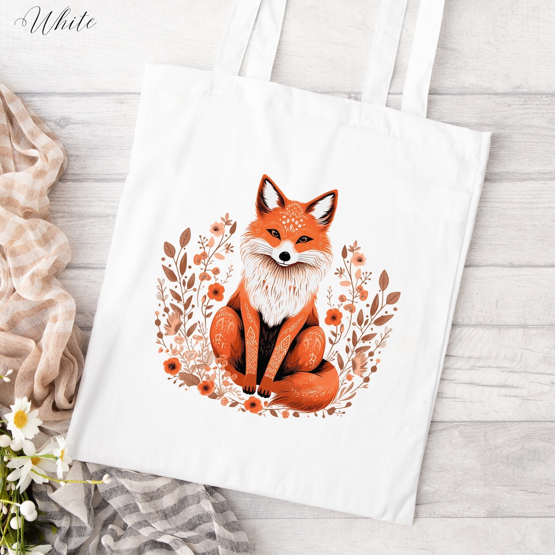 Cottagecore Fox Tote Bag, Red Fox Bag, British Wildlife Gifts, Animal Tote Bag, Woodland ...