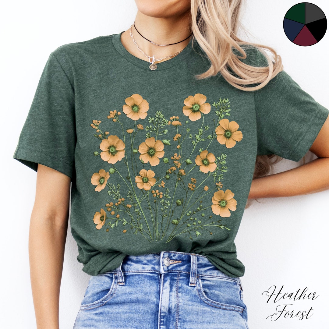 Yellow Flower Shirt, Wildflower Shirt, Boho Shirt, Floral Shirt ...
