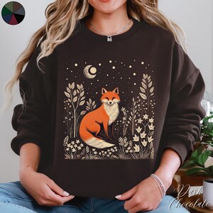 Moon and Fox Jumper, Red Fox Sweatshirt, Vintage Style Fox Sweater ...
