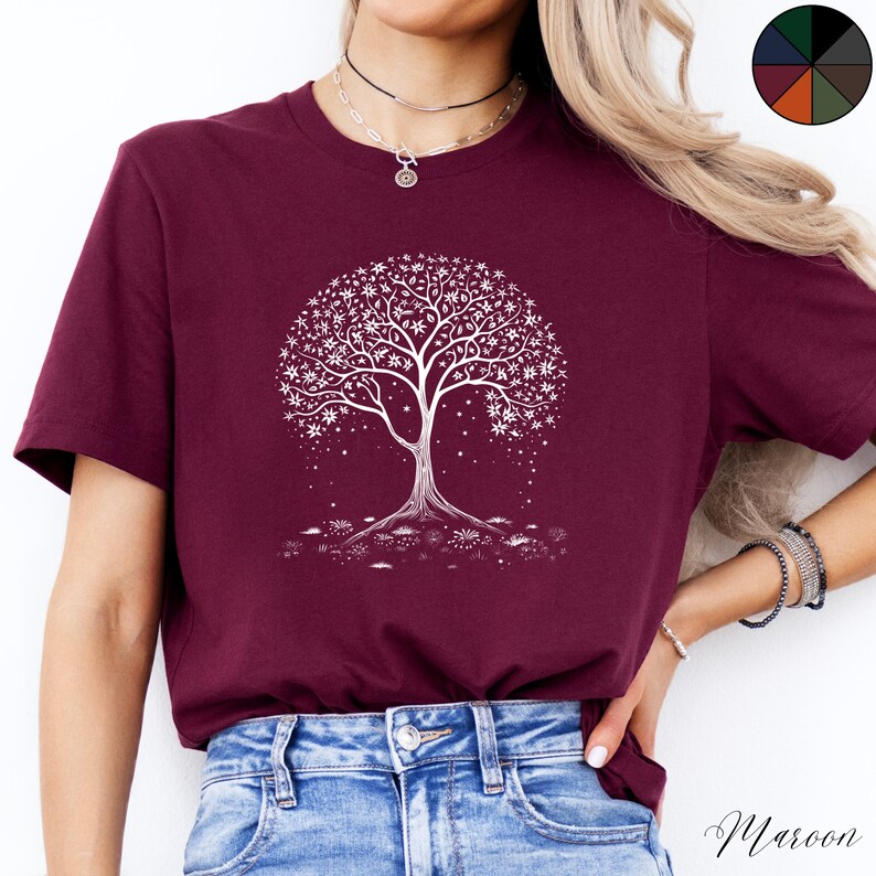 White Tree of Life T Shirt, Celestial Tree Shirt, Tree and Stars Tee ...