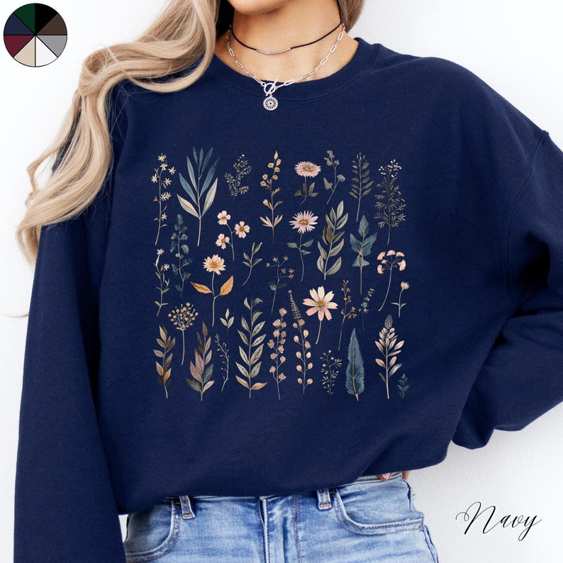 Vintage Wildflower Sweatshirt, Cottage Core Floral Sweatshirt, Boho ...