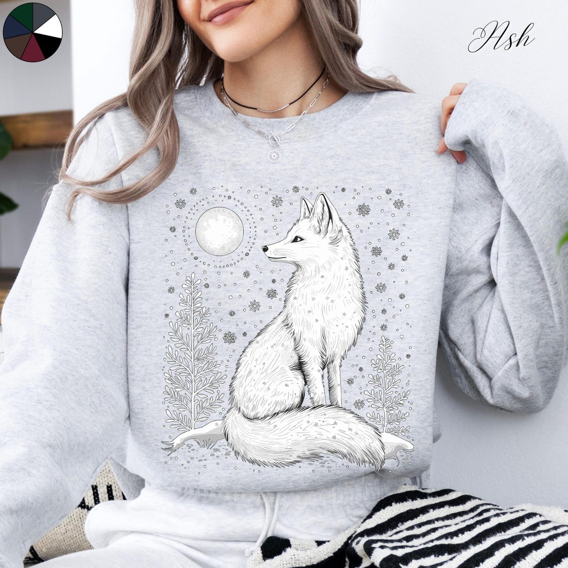 Arctic Fox Jumper, Cute White Fox Sweatshirt, Christmas Sweatshirt ...