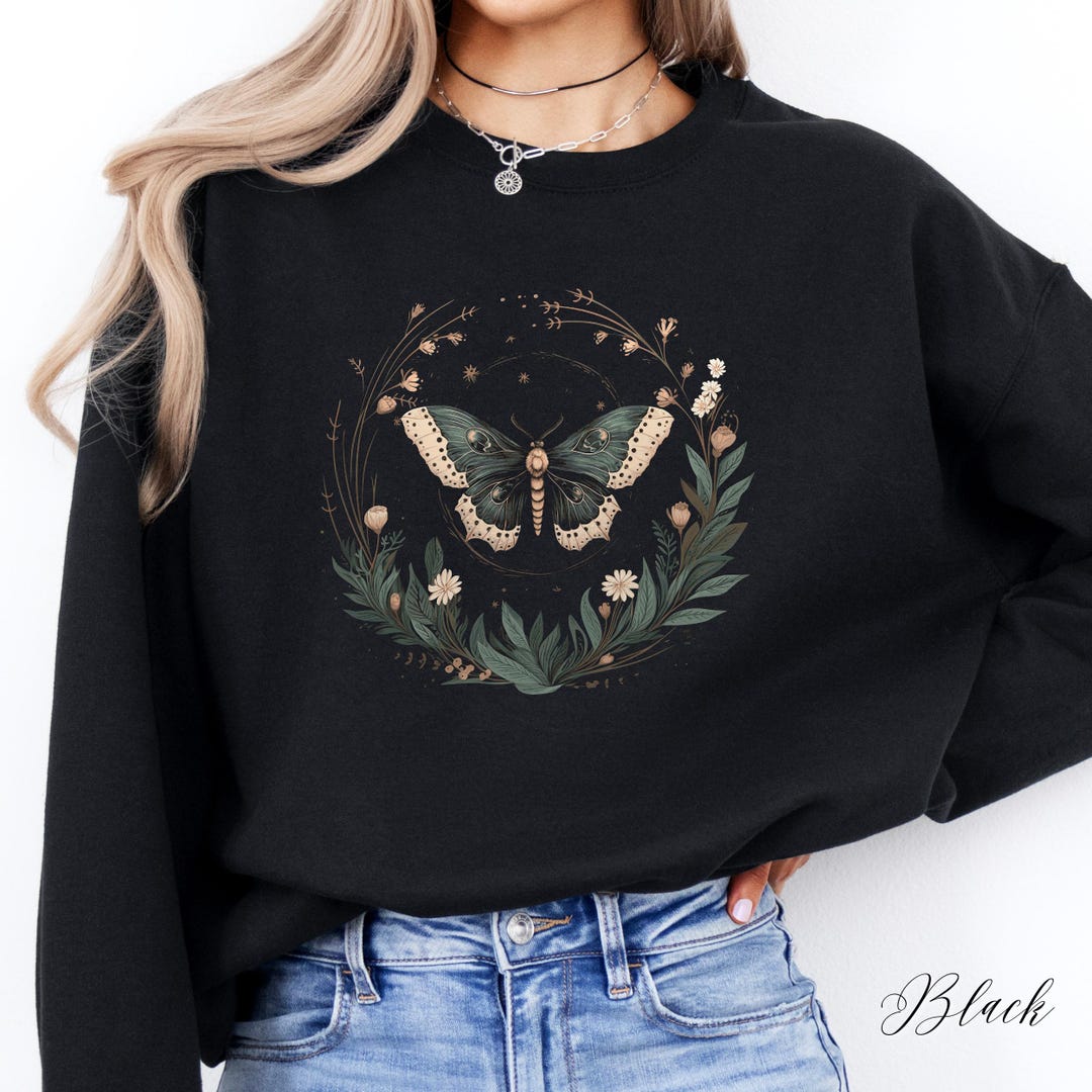 Goblincore Moth Jumper, Forest Witch Clothes, Gothic Butterfly ...