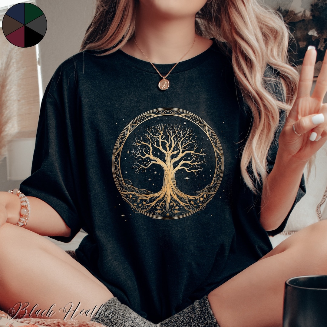 Vintage Tree of Life T Shirt, Gold Tree Shirt, Pagan Graphic Tee ...