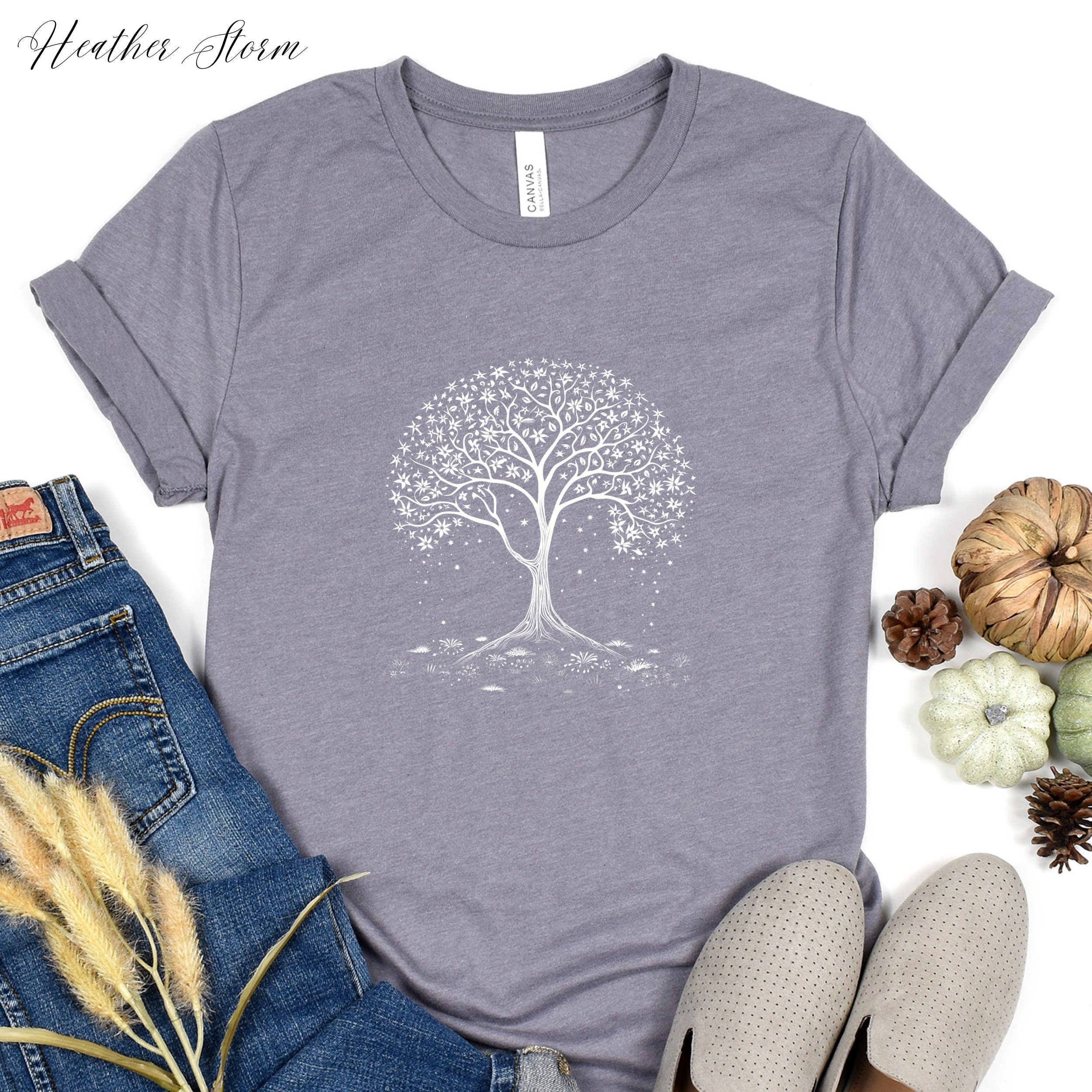 White Tree of Life T Shirt, Celestial Tree Shirt, Tree and Stars Tee ...