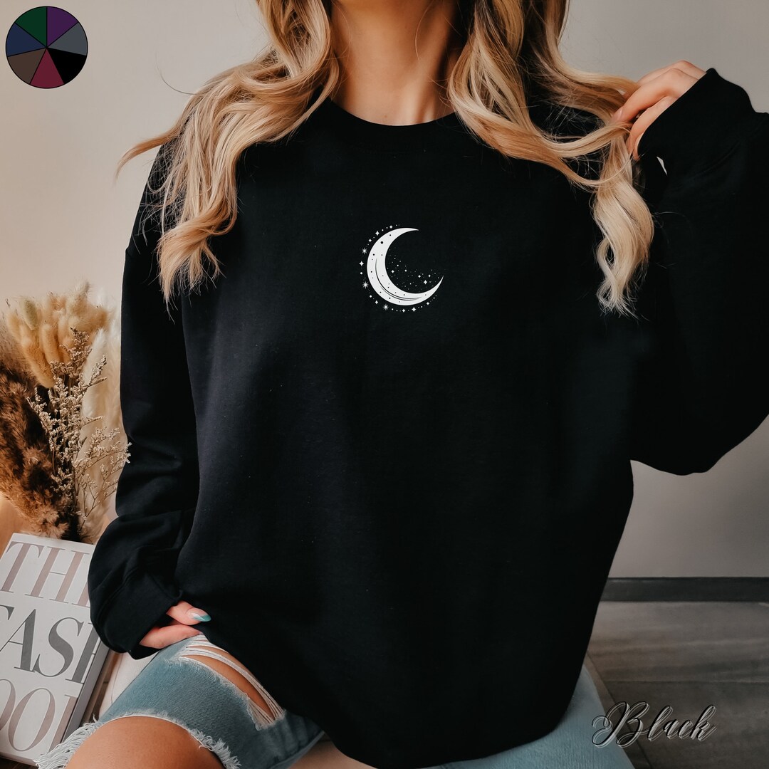 Crescent Moon and Stars Sweatshirt, Moon Jumper, Boho Sweatshirt ...