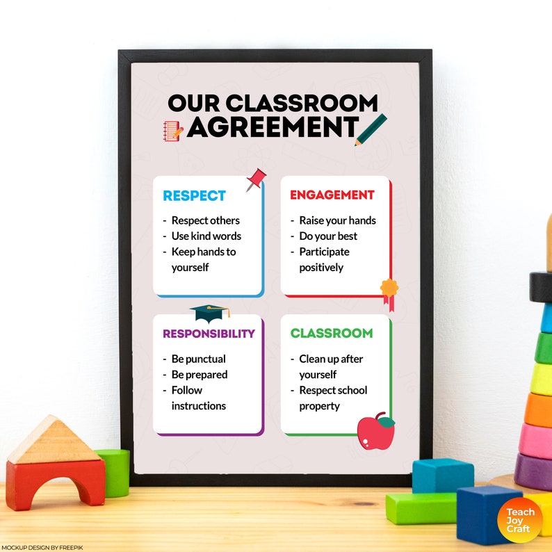 Classroom Rules Agreement Poster, Teacher Decor (printable PDF) - Etsy