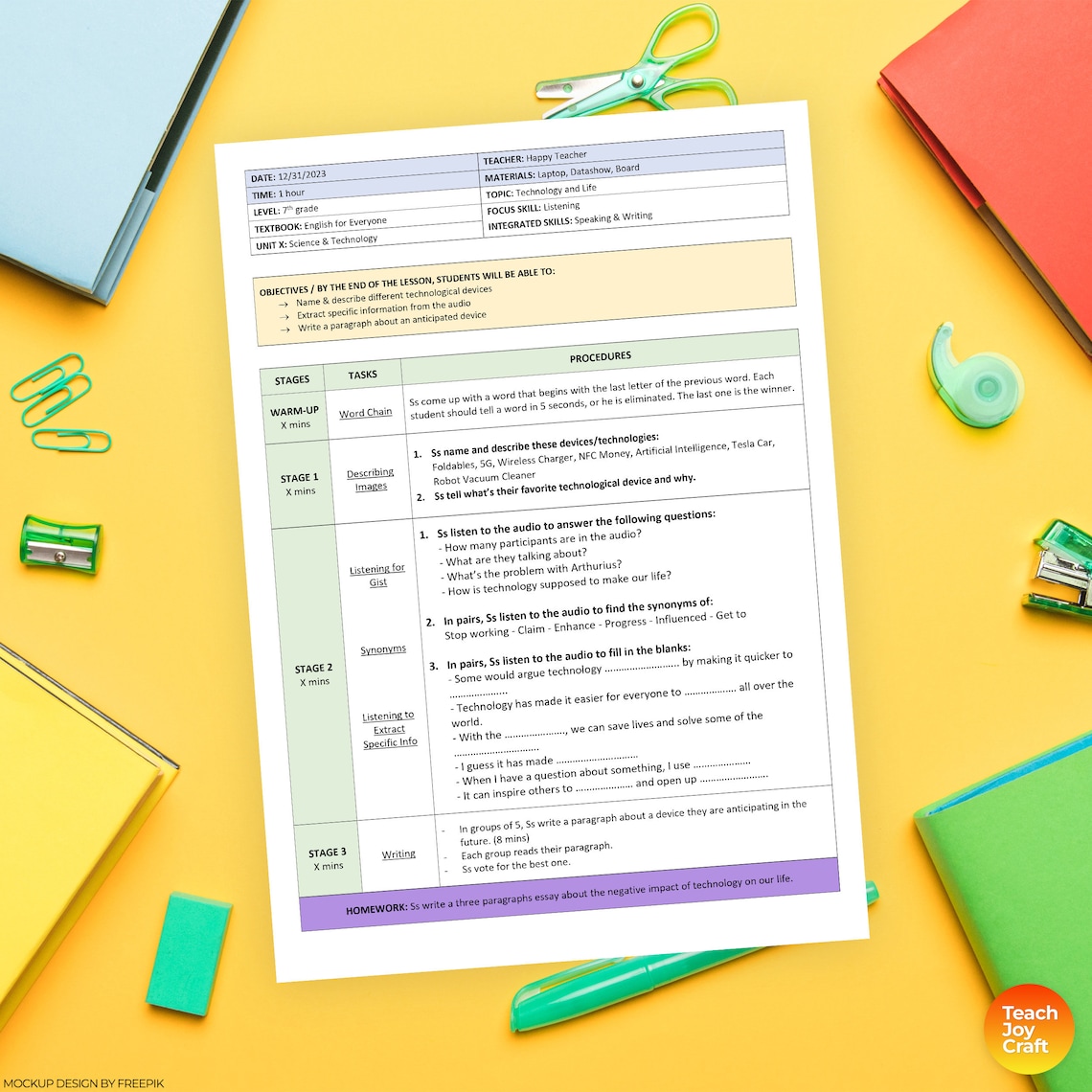 EDITABLE Lesson Plan Template in Microsoft Word and Google Docs, Simple ...