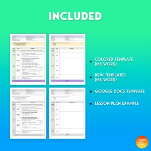 EDITABLE Lesson Plan Template in Microsoft Word and Google Docs, Simple ...