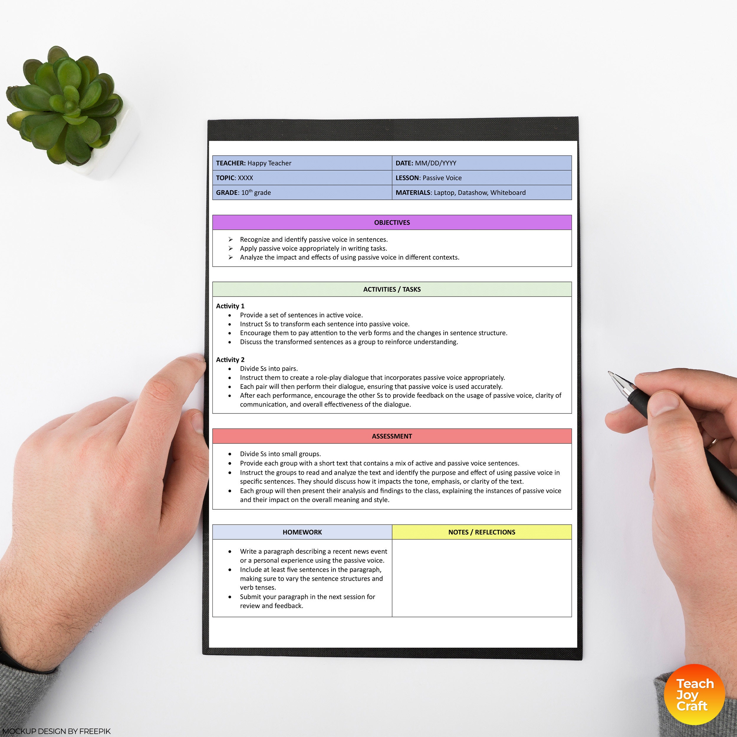 EDITABLE Lesson Plan Template in Google Docs & Microsoft Word, Simple ...