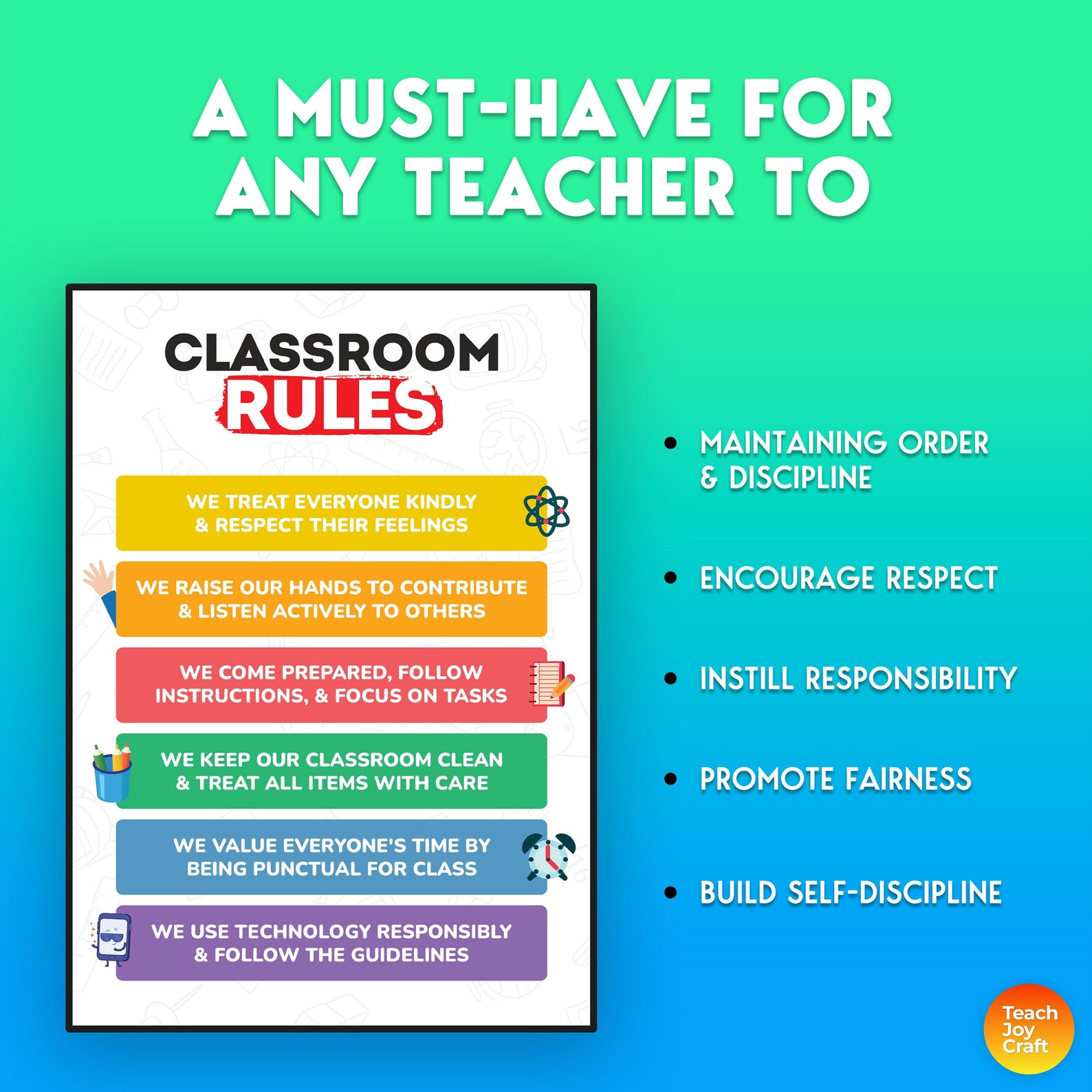 Classroom Rules Poster, Classroom Expectations, Classroom Decor ...