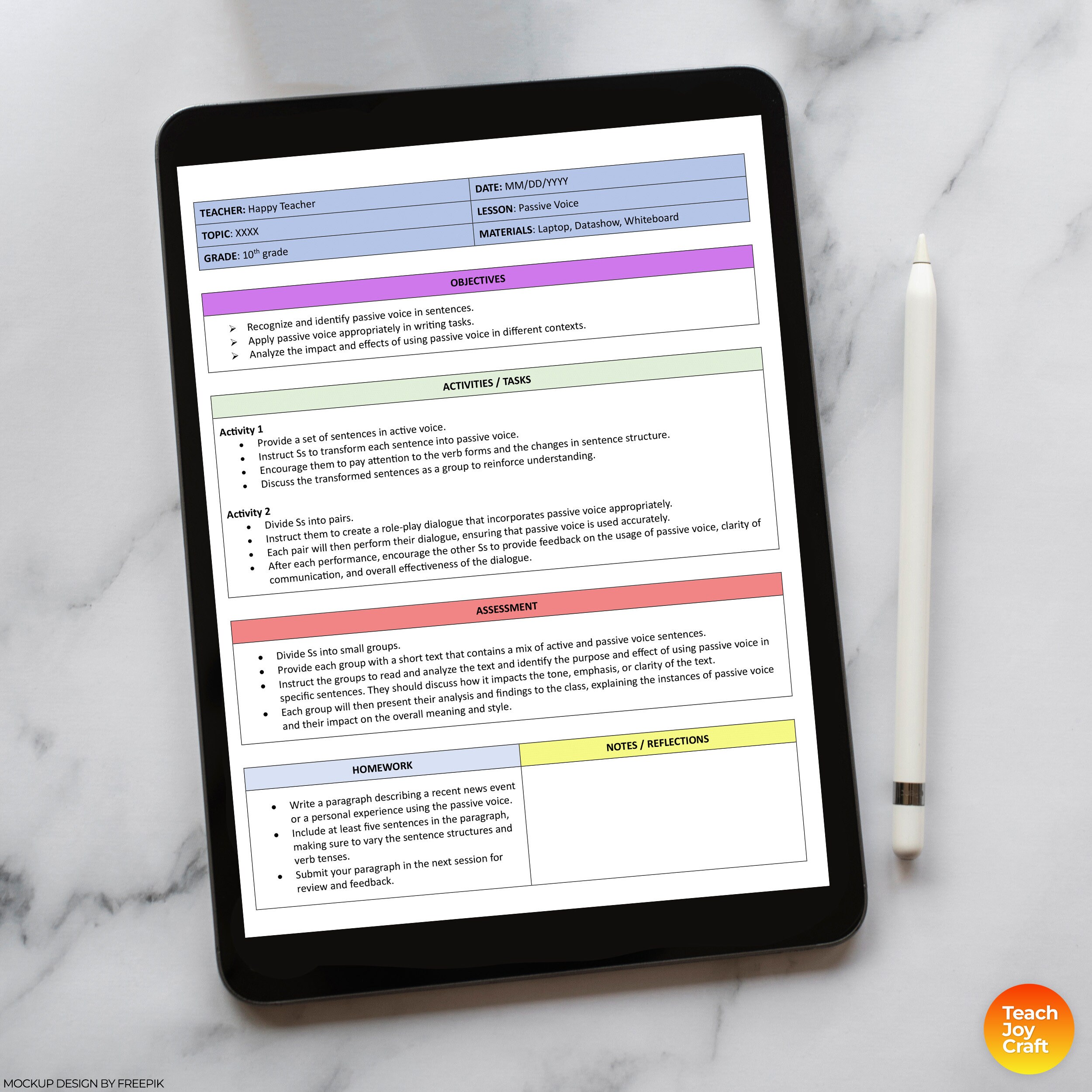 EDITABLE Lesson Plan Template in Google Docs & Microsoft Word, Simple ...