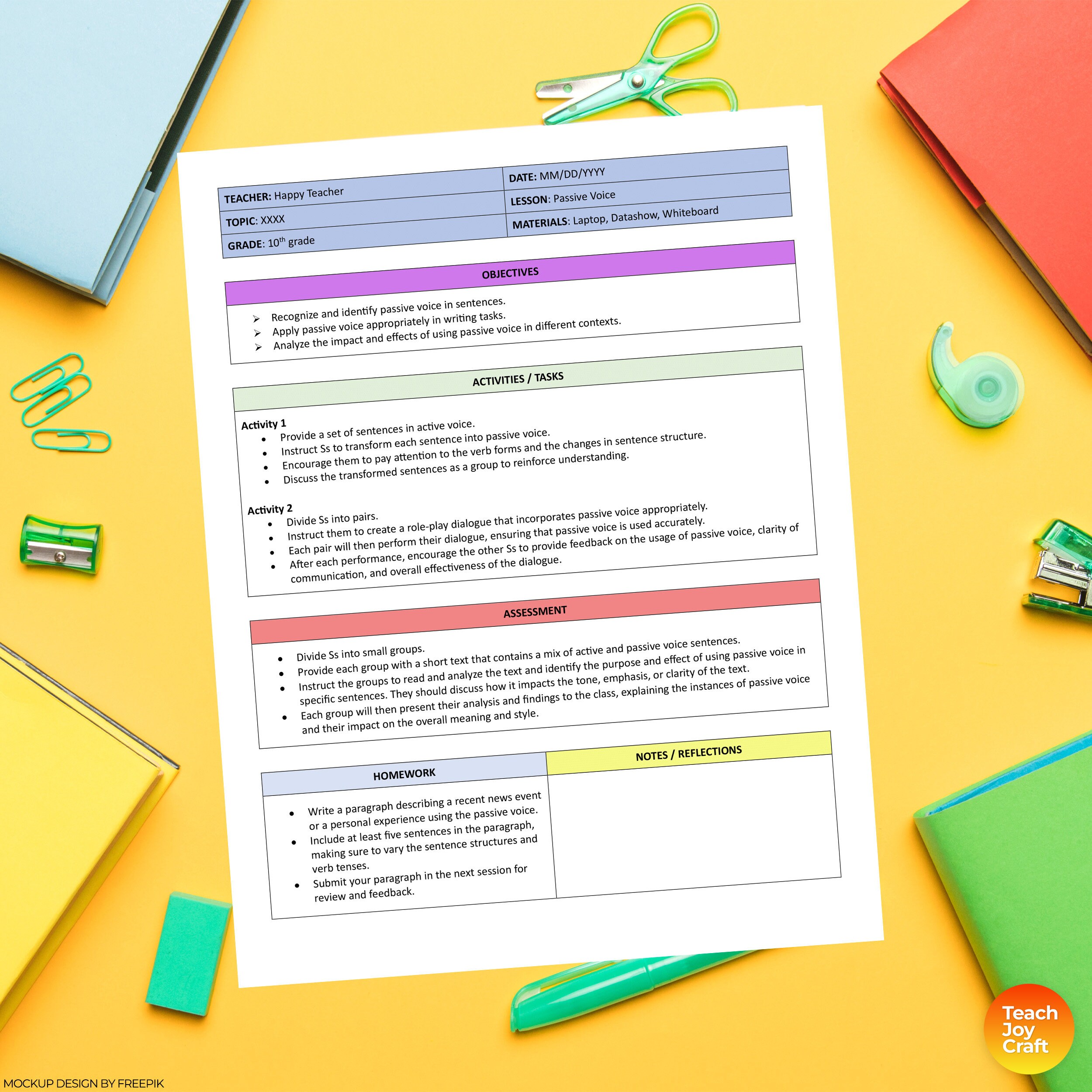 EDITABLE Lesson Plan Template in Google Docs & Microsoft Word, Simple ...