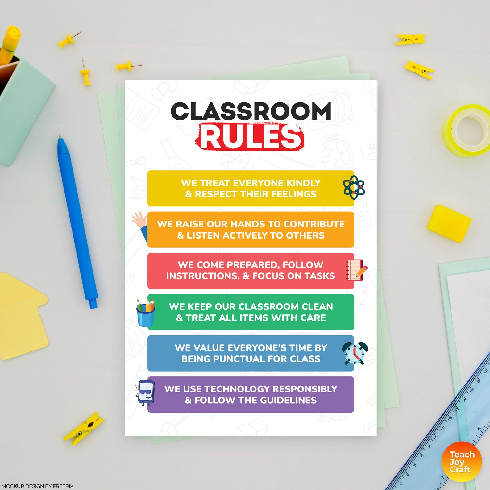 Classroom Rules Poster, Classroom Management Printable (PDF) - Etsy