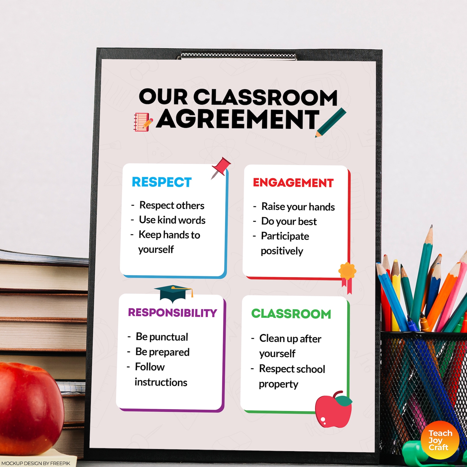 Classroom Rules Agreement Poster, Teacher Decor (printable PDF) - Etsy