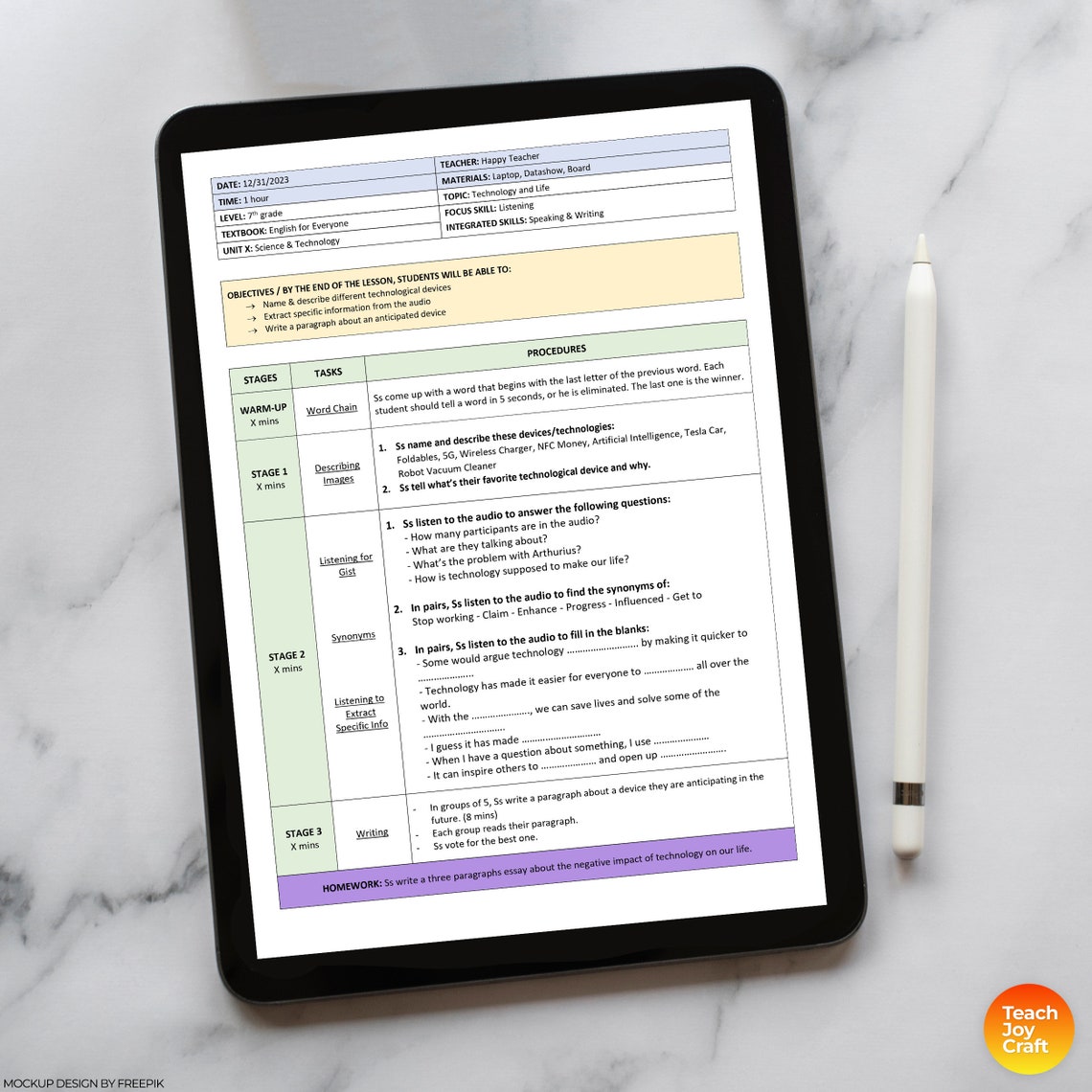 EDITABLE Lesson Plan Template in Microsoft Word and Google Docs, Simple ...