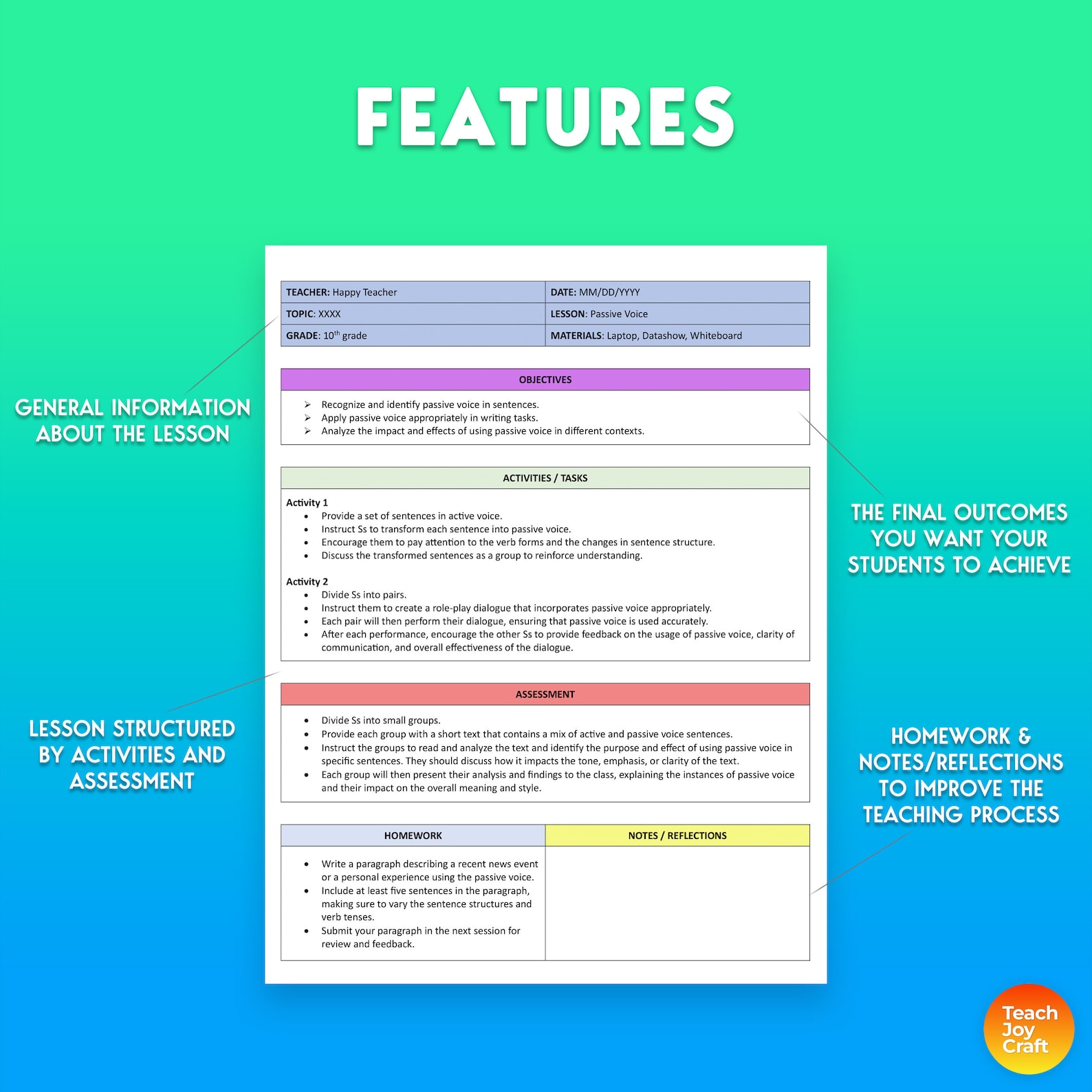 EDITABLE Lesson Plan Template in Google Docs & Microsoft Word, Simple ...