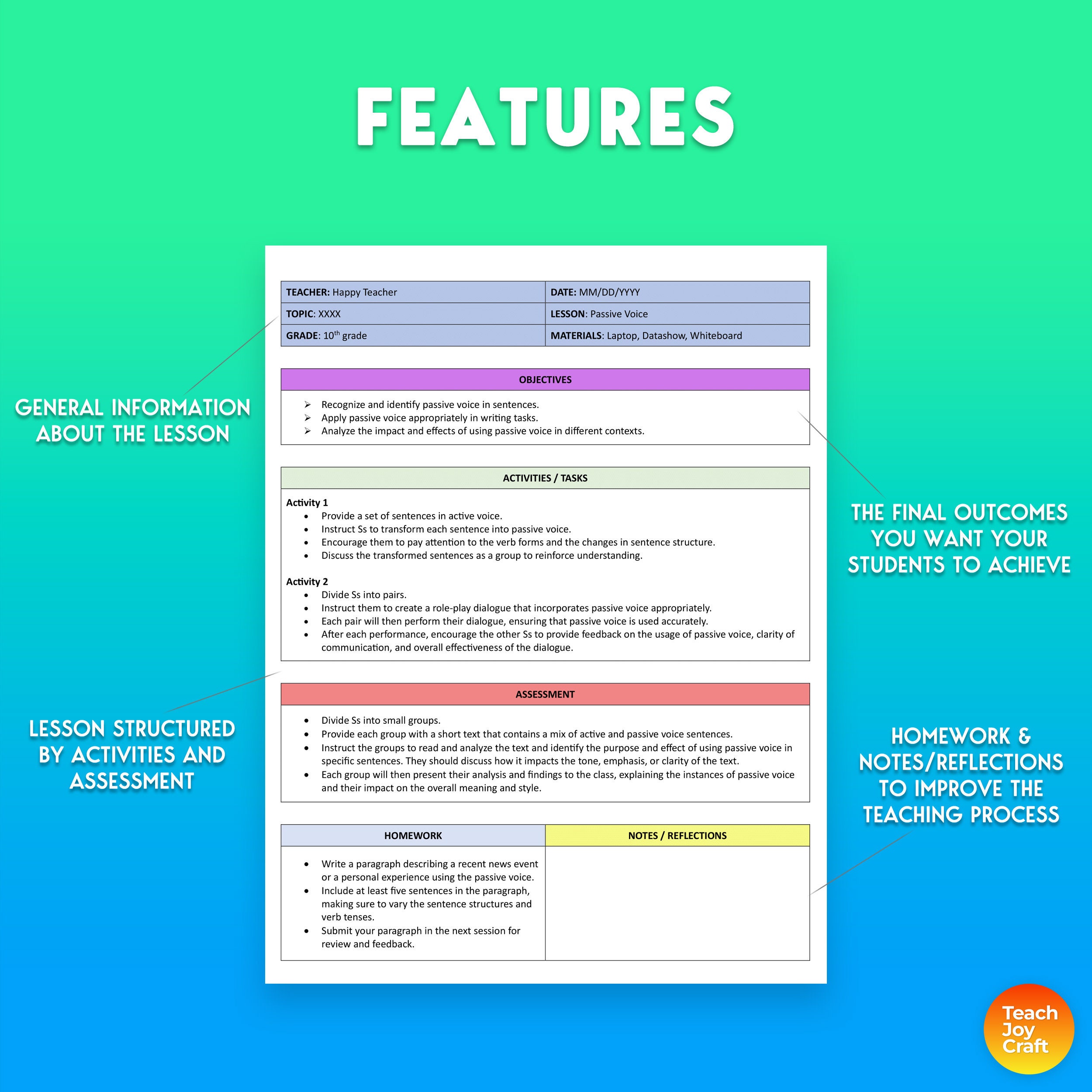 EDITABLE Lesson Plan Template in Google Docs & Microsoft Word, Simple ...