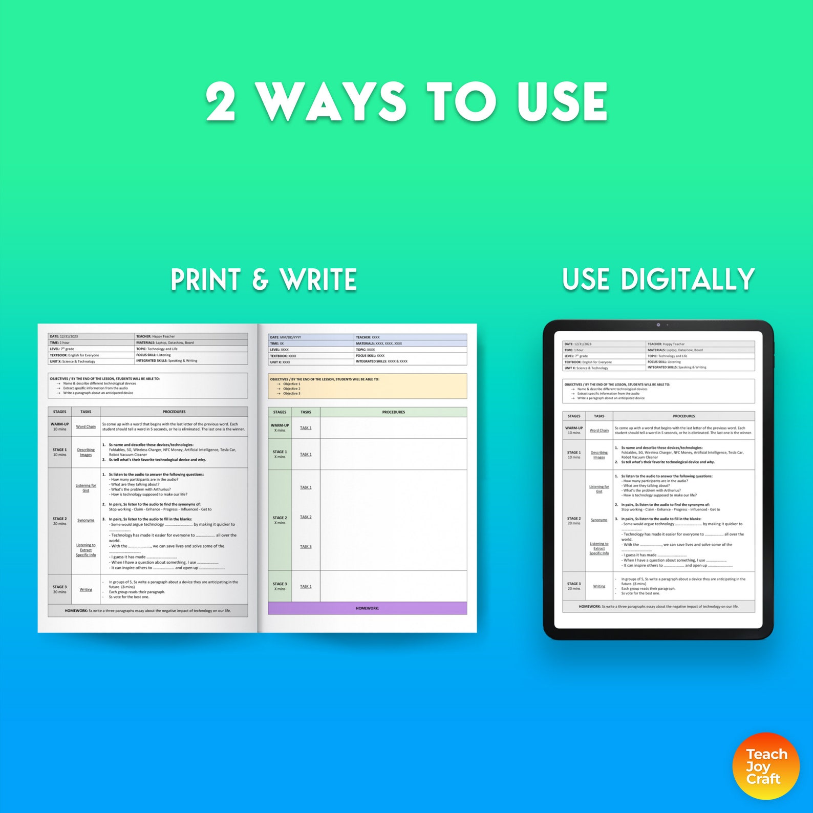 EDITABLE Lesson Plan Template in Microsoft Word and Google Docs, Simple ...