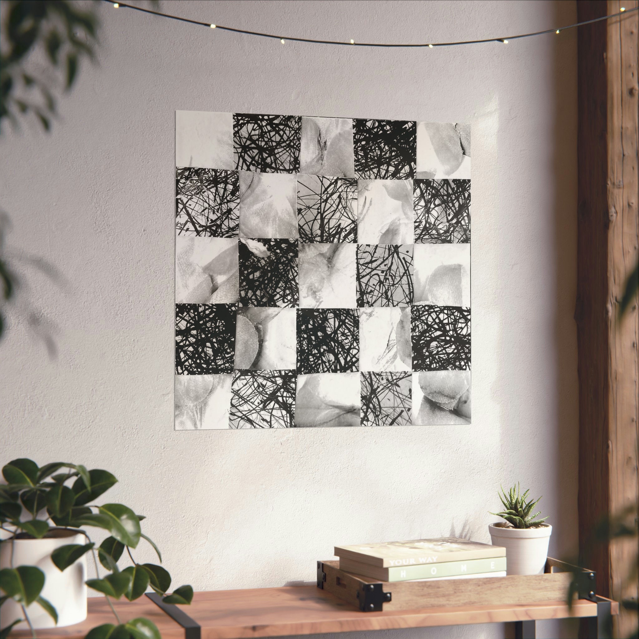Monochrome Checkered Art Print | Modern Industrial Decor | Minimalist ...