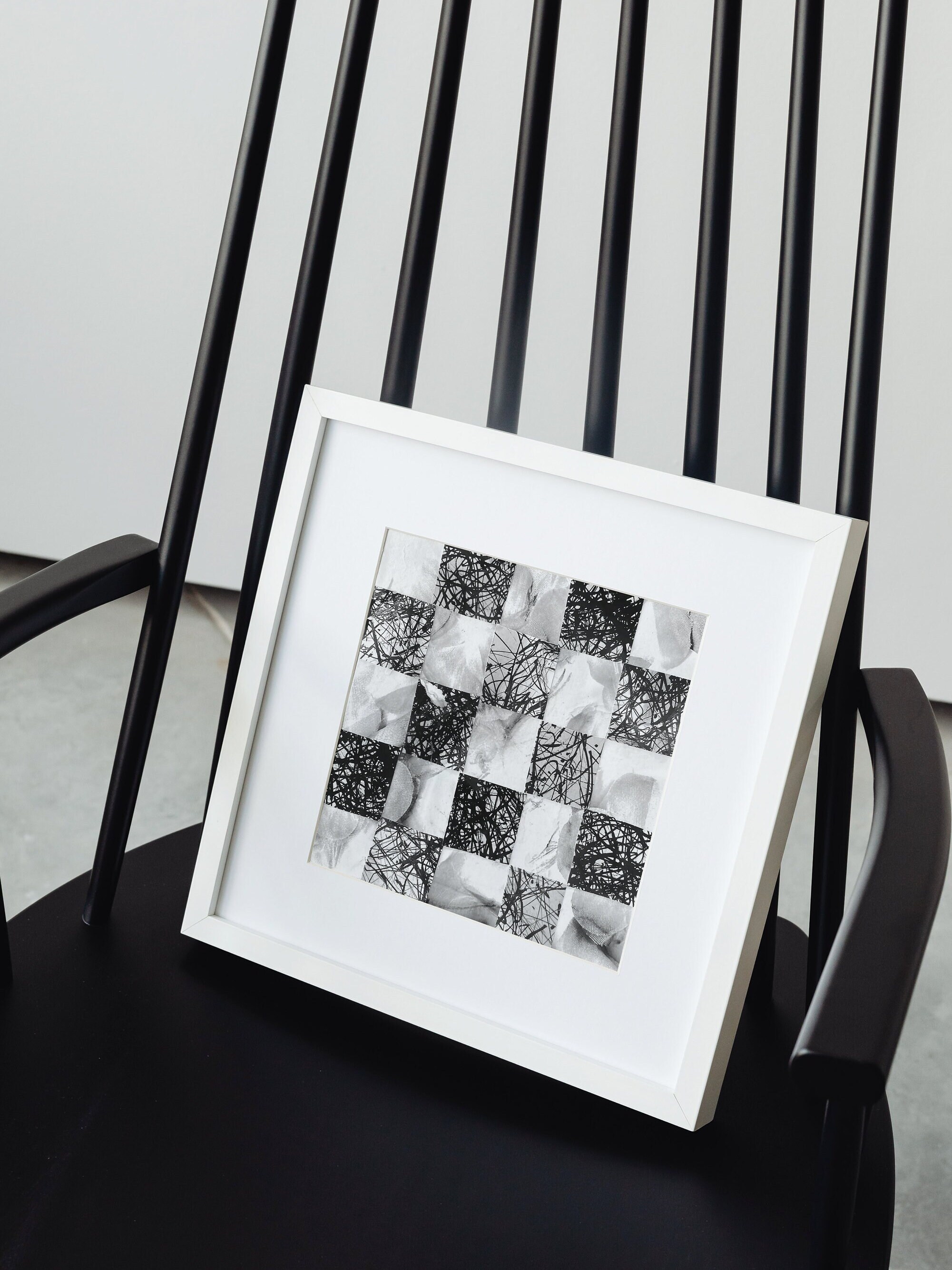Monochrome Checkered Art Print | Modern Industrial Decor | Minimalist ...