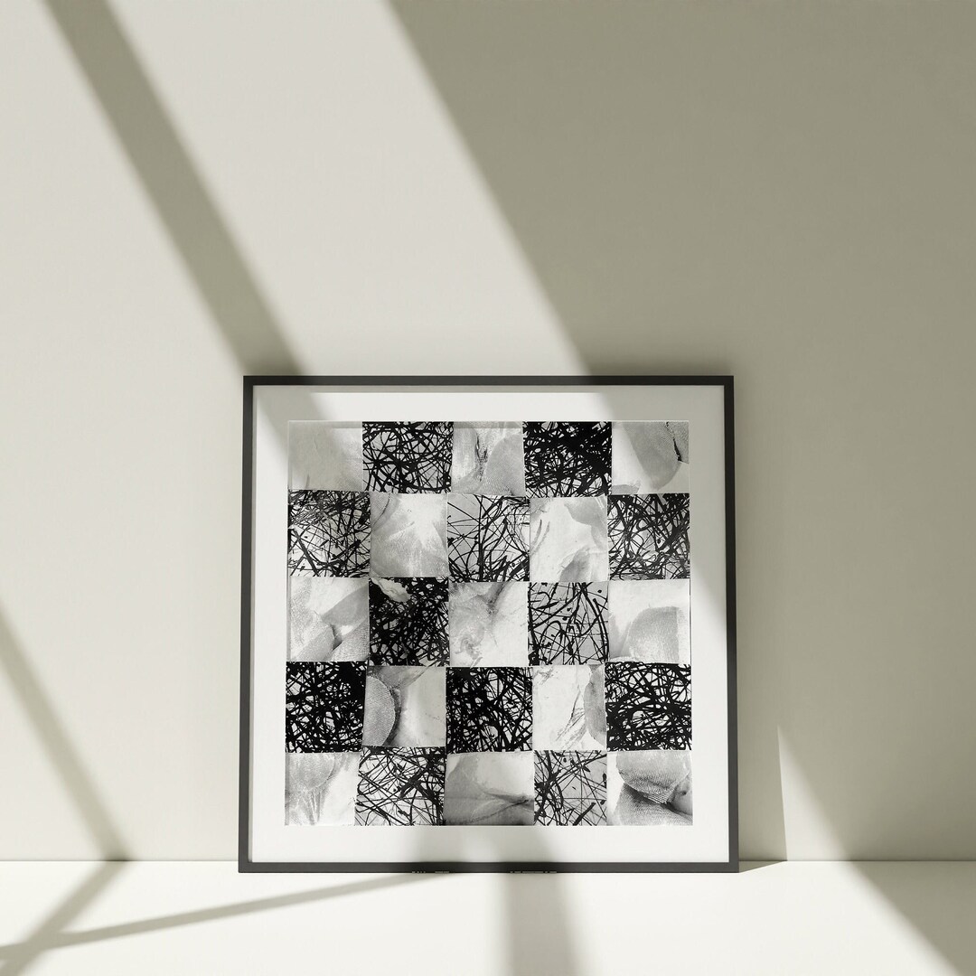 Monochrome Checkered Art Print | Modern Industrial Decor | Minimalist ...