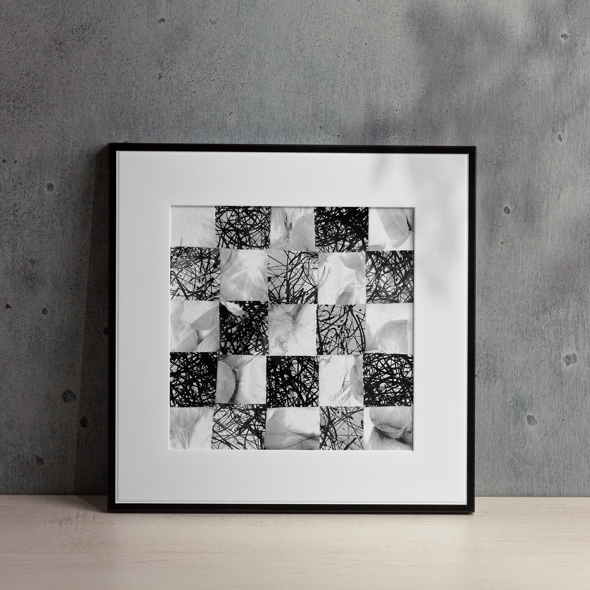Monochrome Checkered Art Print | Modern Industrial Decor | Minimalist ...