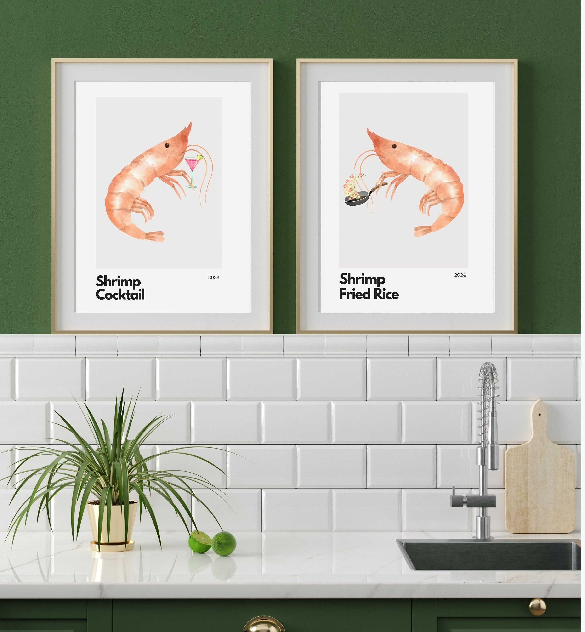 Funny Minimalist Shrimp Art Print | Funny Kitchen Decor | Shrimp Fried ...