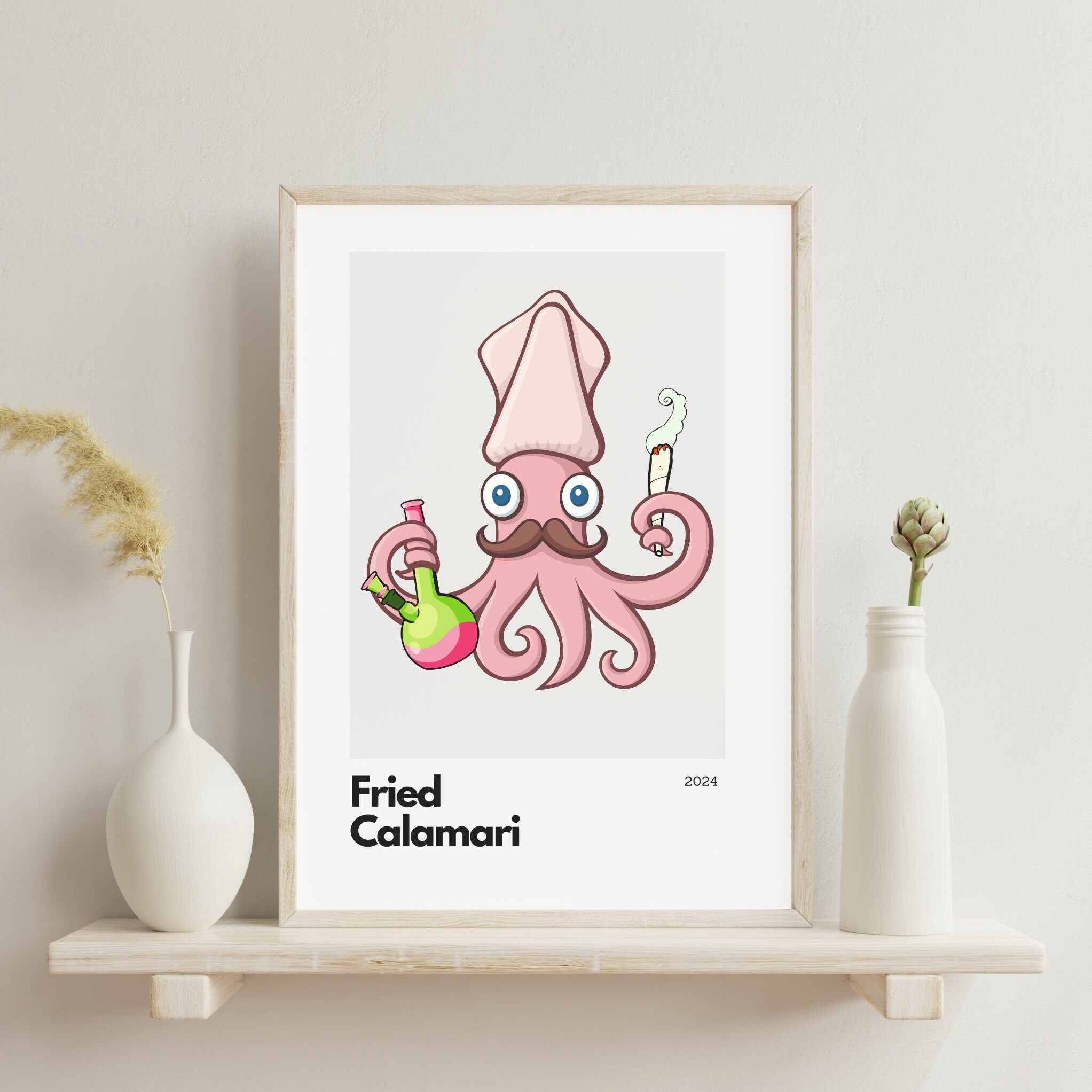 Funny Stoner Art | Seafood Poster | Squid Art | 420 Poster | Quirky ...