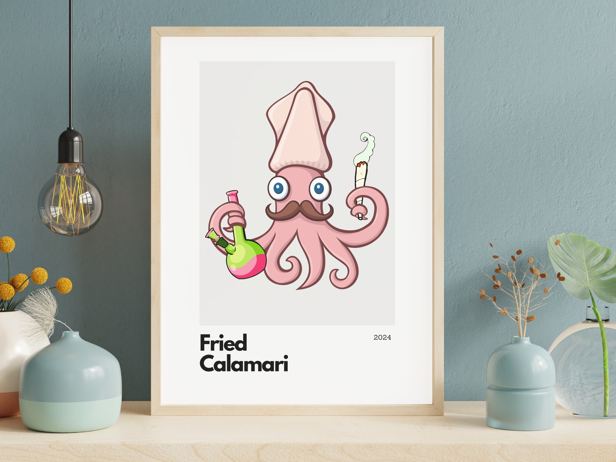 Funny Stoner Art | Seafood Poster | Squid Art | 420 Poster | Quirky ...
